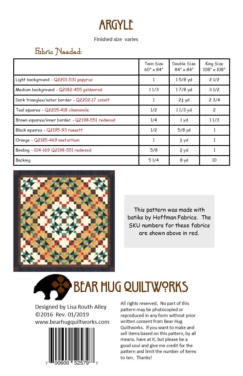 Argyle Quilt Pattern - Etsy