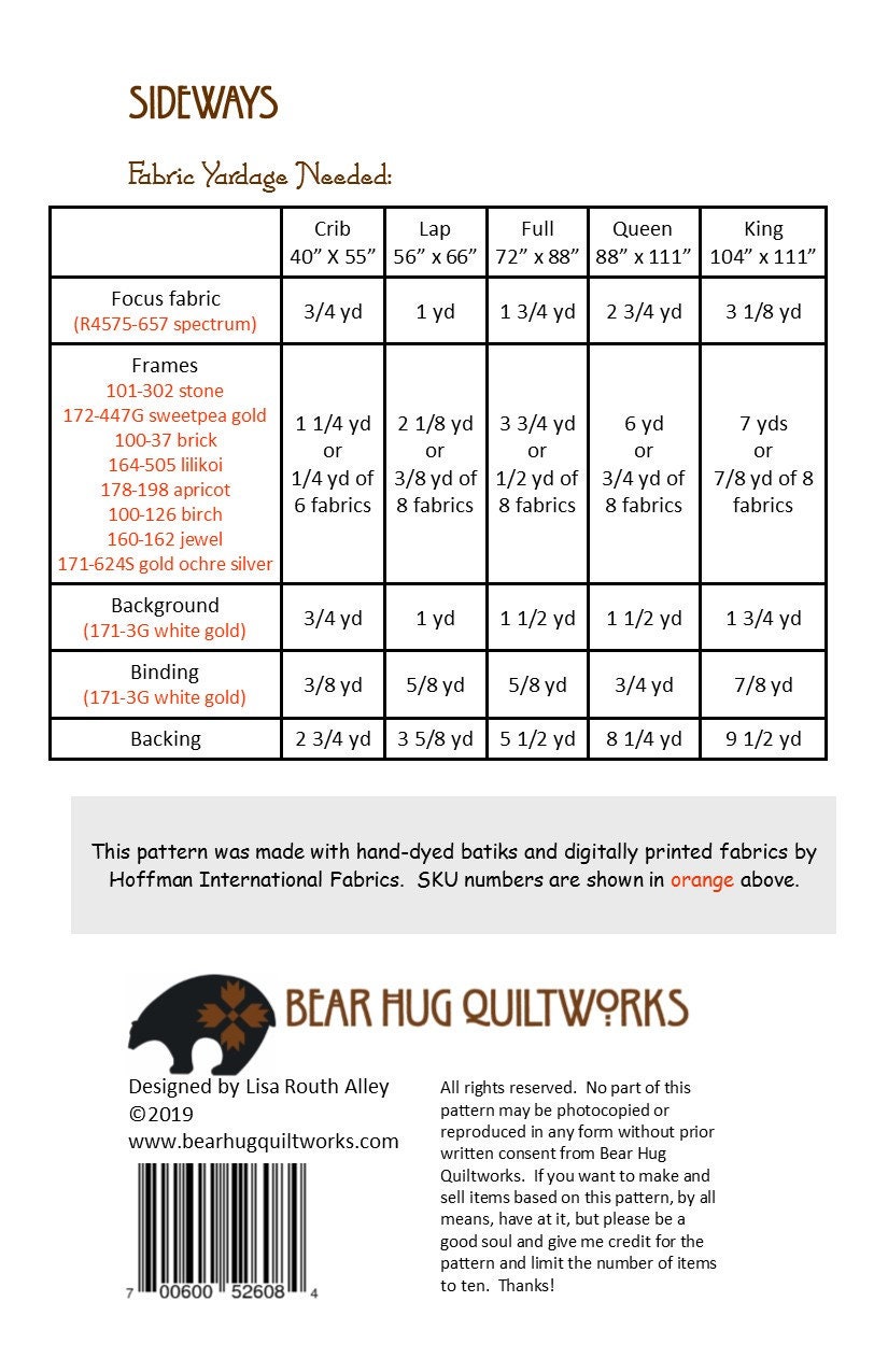 Sideways Quilt Pattern - Etsy