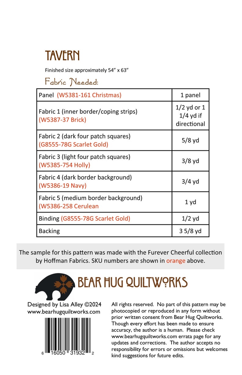 Tavern Quilt Pattern - Etsy