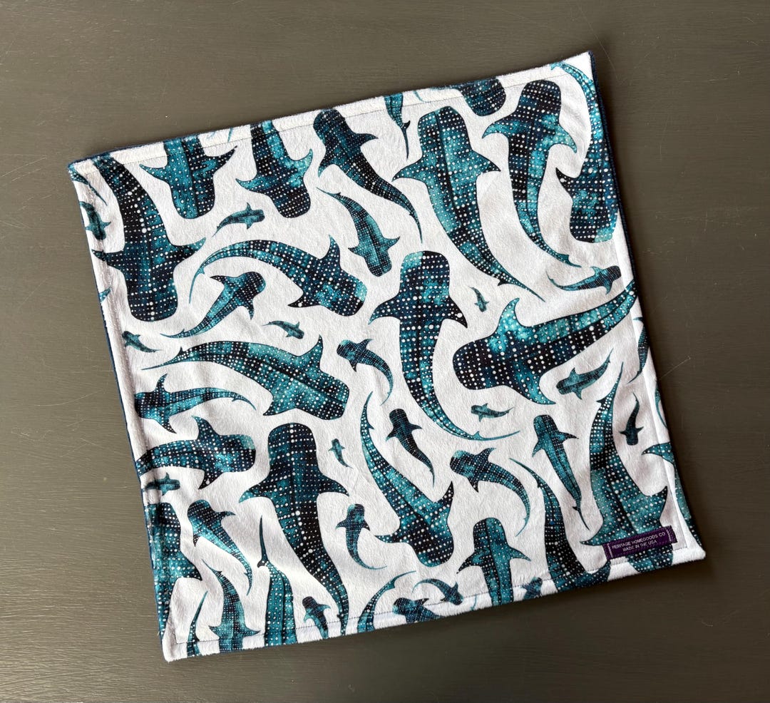 Whale Shark Lovey. Small Minky Security Blanket for Baby or Toddler. 17 ...