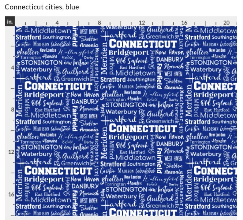 CONNECTICUT Cities Fabric Yardage CT Typography Fabric by - Etsy