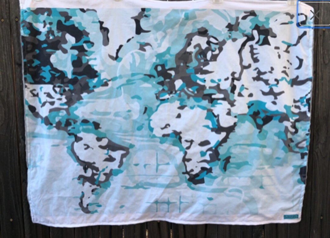 World Map Baby Blanket: Blue Camo Cotton and Minky Blanket (31x40 Inch ...