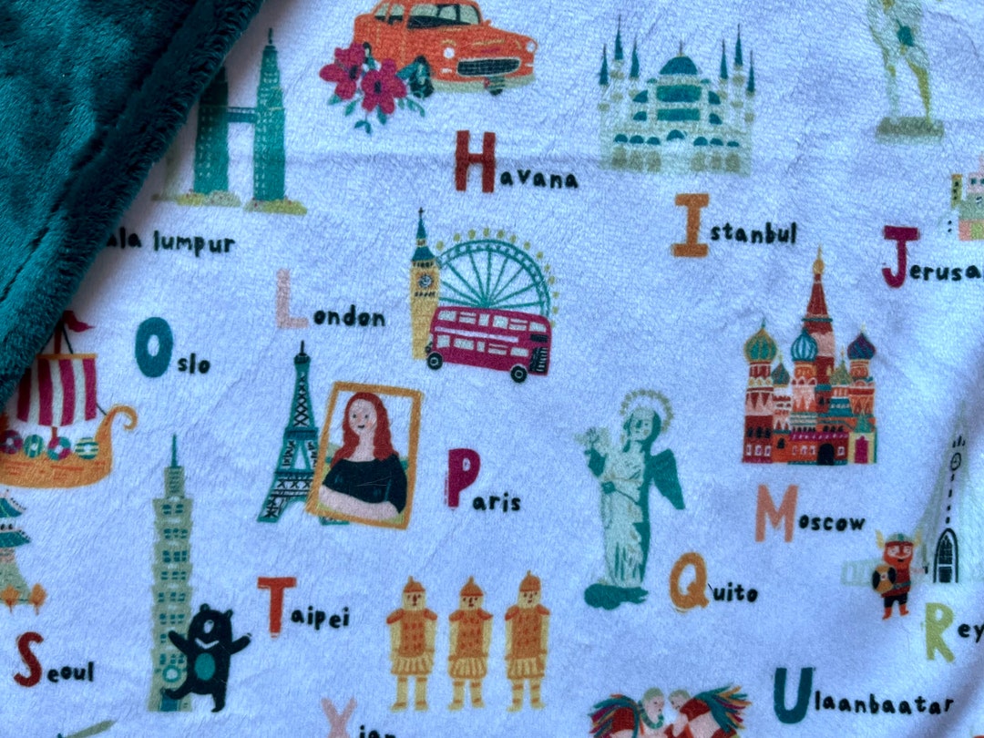 CITIES of the WORLD Alphabet Minky Lovey. Small Security - Etsy