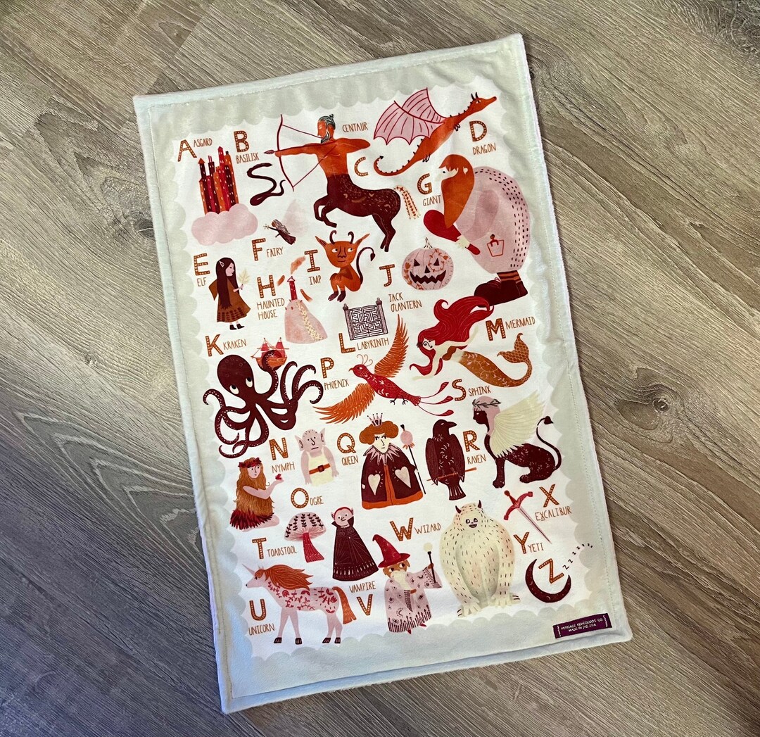 Lovey: MYTH and LEGEND Alphabet. Small Minky Security Blanket for Baby ...