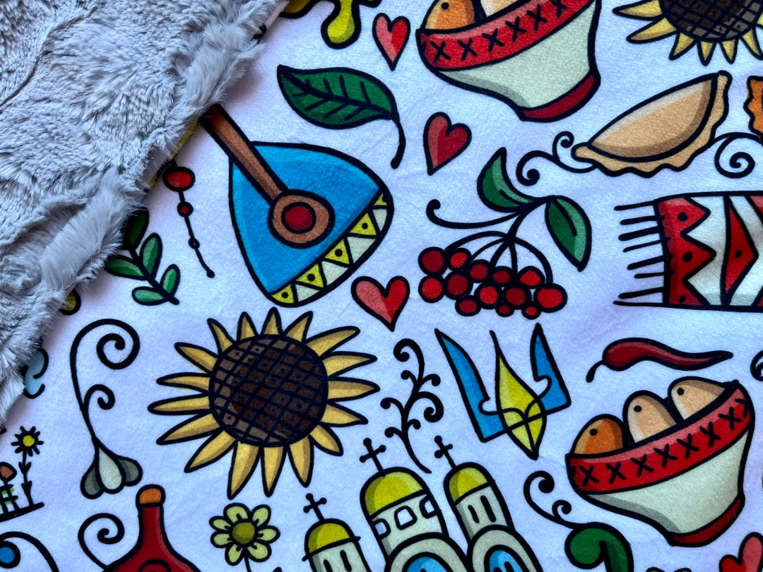 UKRAINIAN Minky Blanket or Lovey. Ukraine Baby Blanket. Minky and Faux ...