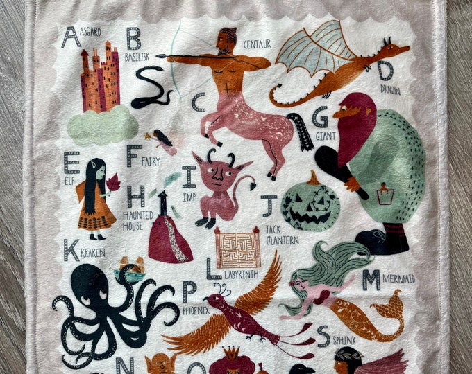 MYTH and LEGEND Alphabet Minky Lovey. Small Security Blanket for Baby ...