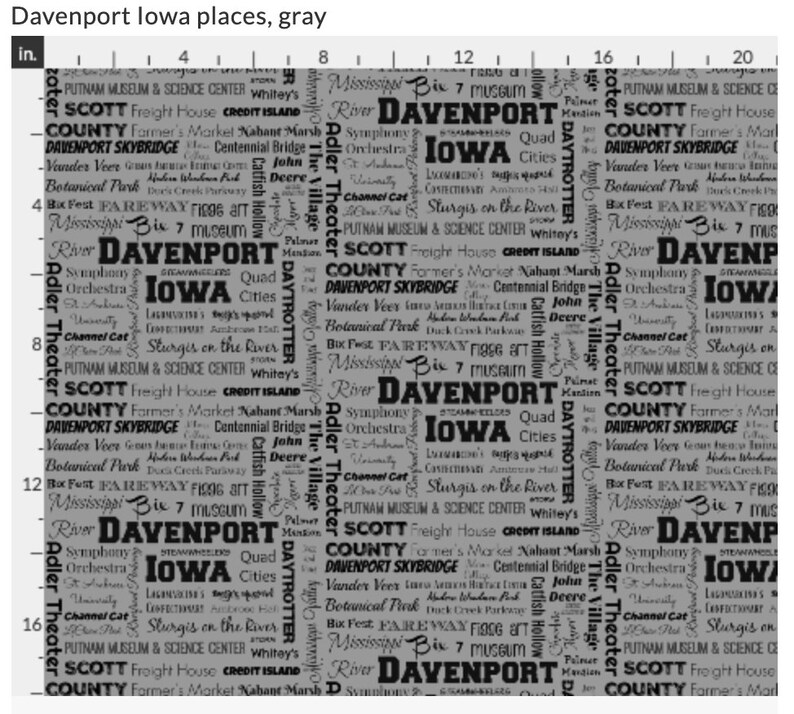 DAVENPORT IOWA Fabric Yardage IA Typography Fabric by the - Etsy