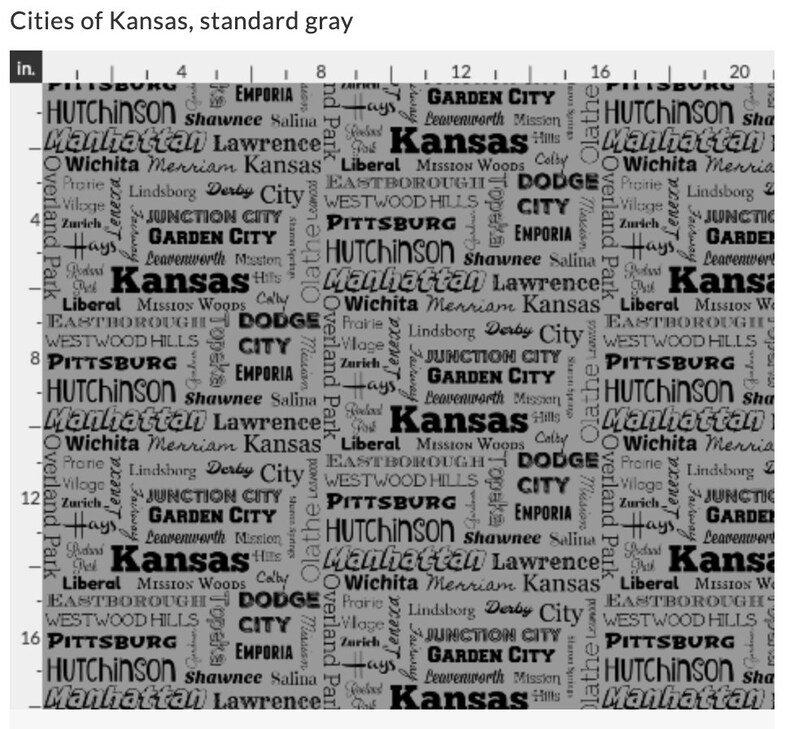 KANSAS Cities Fabric Yardage KS Typography Fabric by the - Etsy