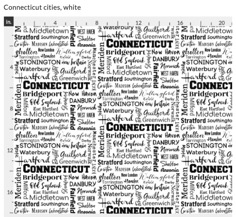 CONNECTICUT Cities Fabric Yardage CT Typography Fabric by - Etsy