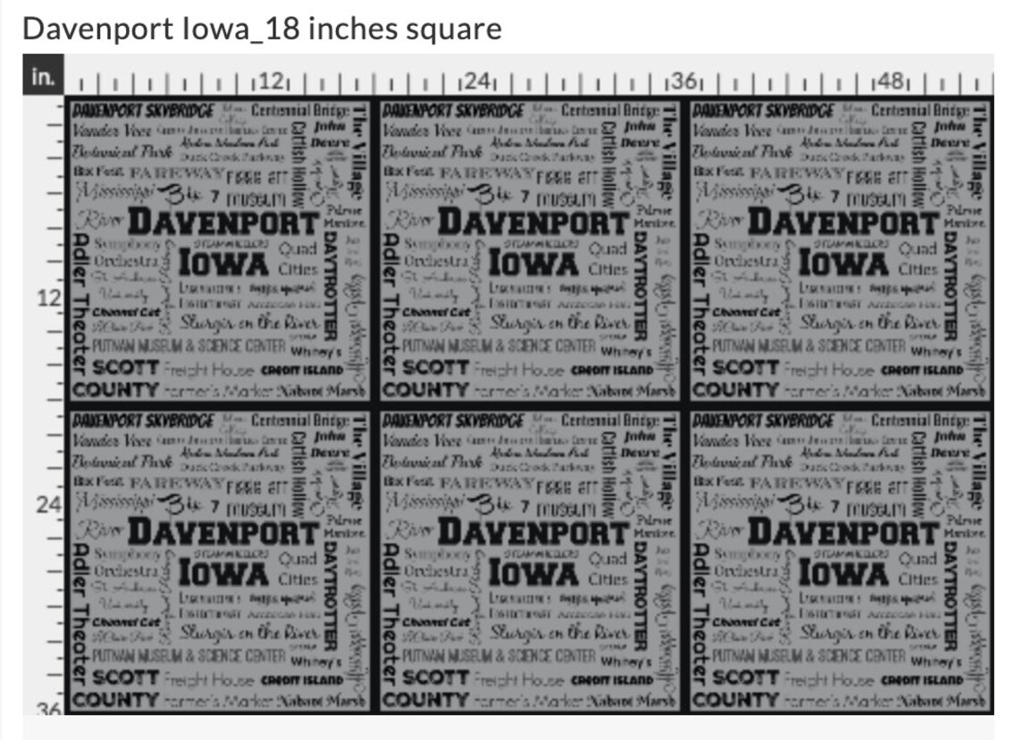DAVENPORT IOWA Fabric Yardage IA Typography Fabric by the - Etsy