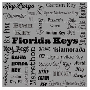 FLORIDA KEYS Cities Fabric Yardage FL Keys Typography Fabric - Etsy