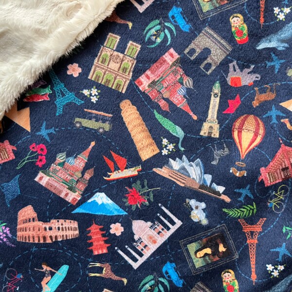 Travel Theme Blanket - Etsy