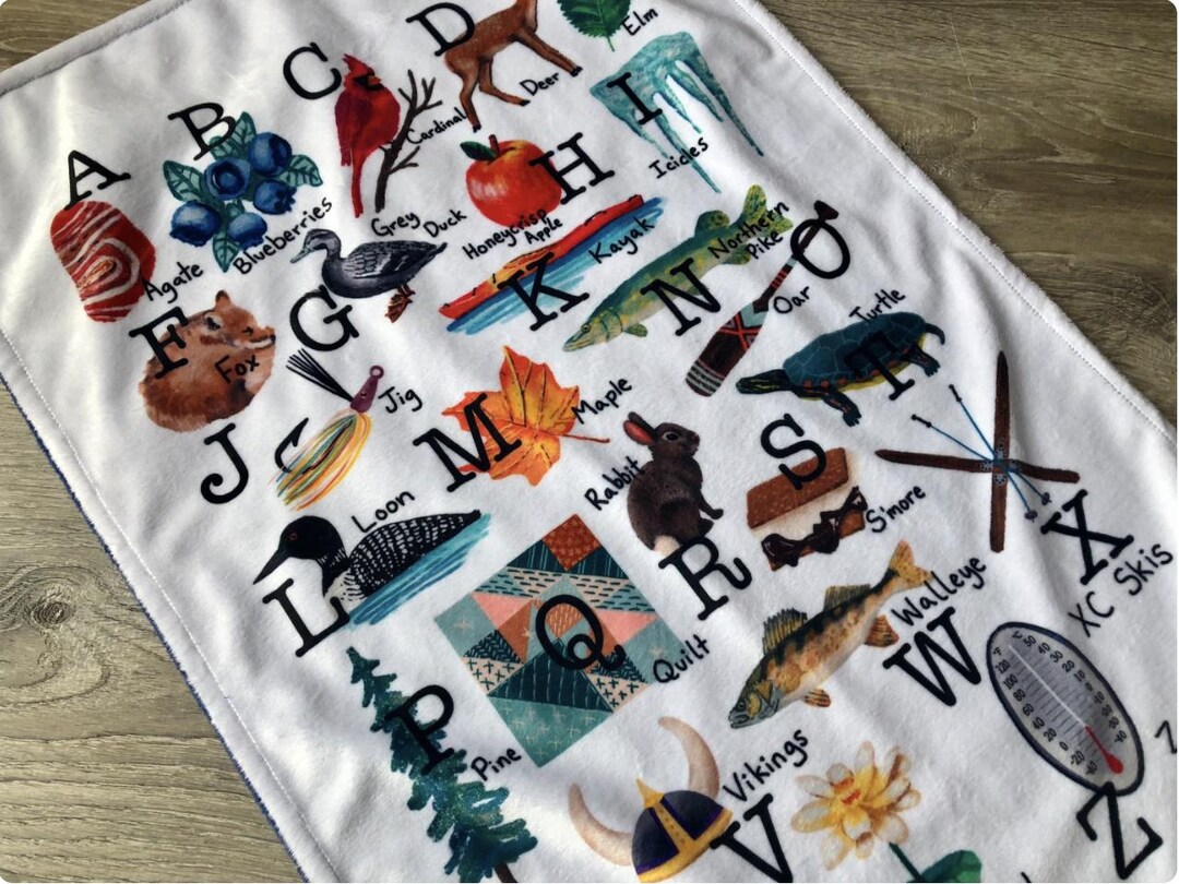Minnesota Alphabet Minky Lovey: ABC Baby Security Blanket, MN Keepsake ...