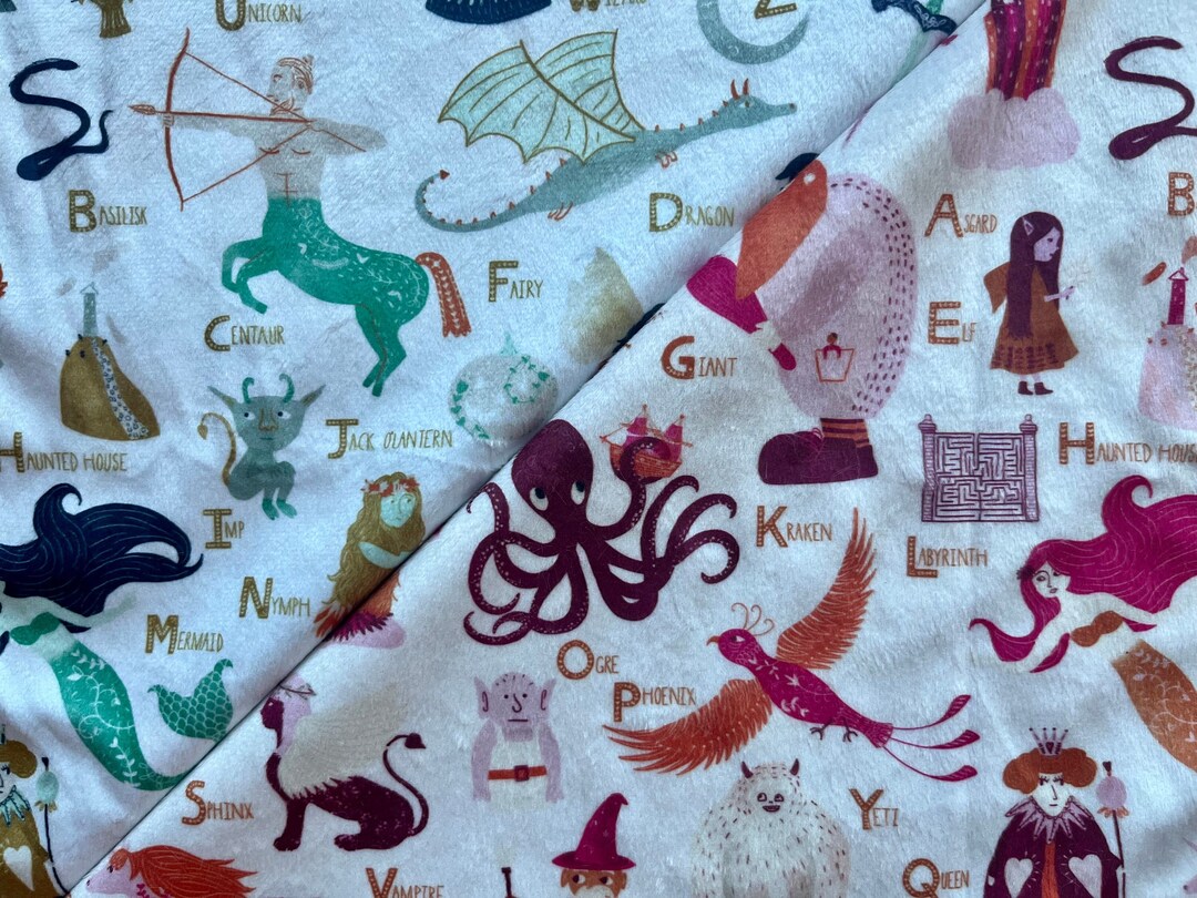 Blanket: MYTH and LEGEND Alphabet. Mythical Minky Lovey. Baby, Toddler ...