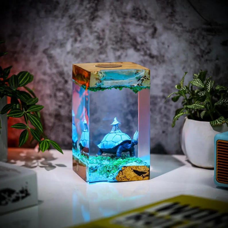 Turtle Pope and Ranni El.de.n Ring Epoxy Resin Wood Lamp Night Light ...