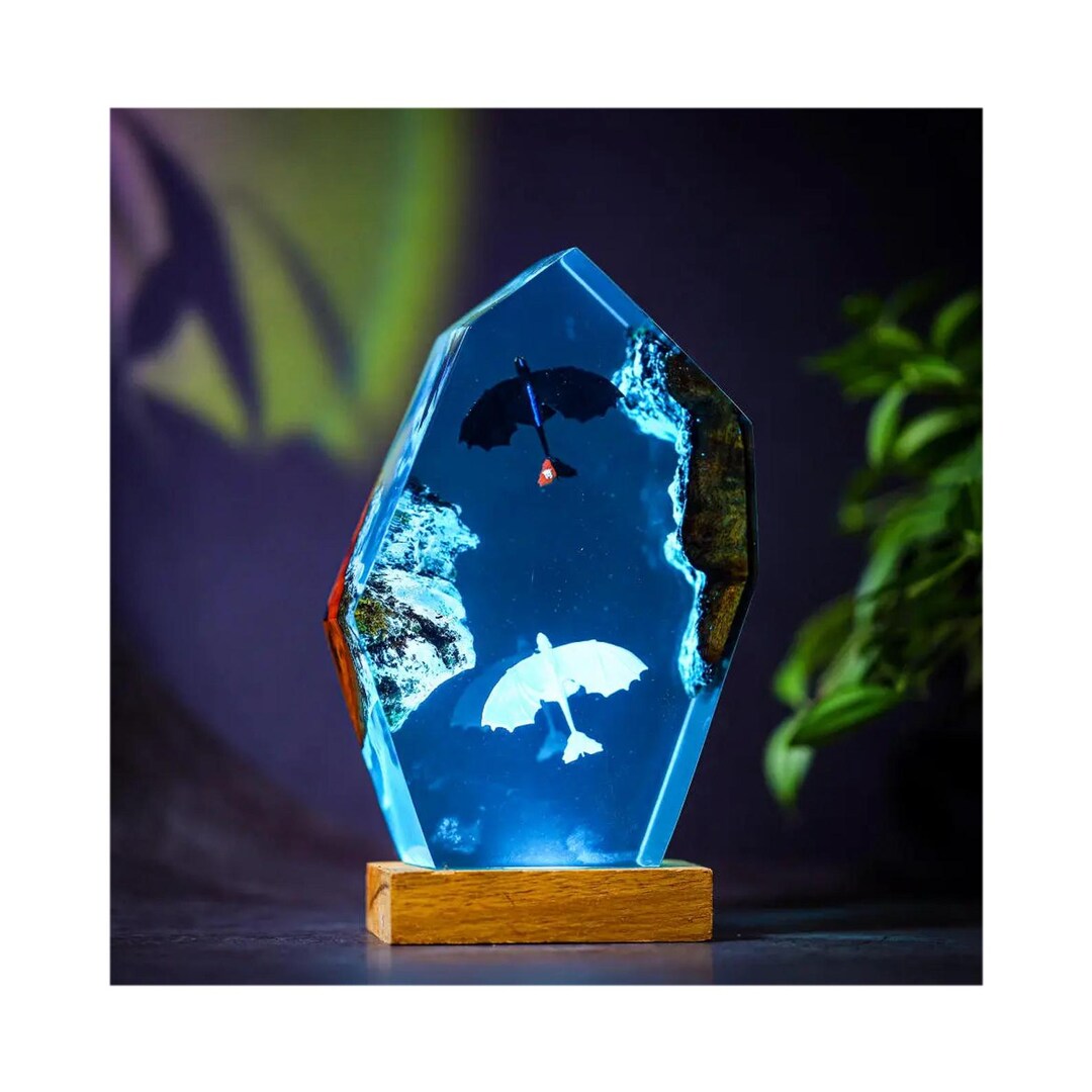 Toothless Night Lights, Toothless and Light Fury Epoxy Lamp Table Lamp ...