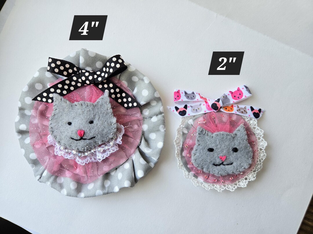 1 Handmade Cute Felt Kitty Fabric Yo-yo, Large 4" Yoyo, Round ...