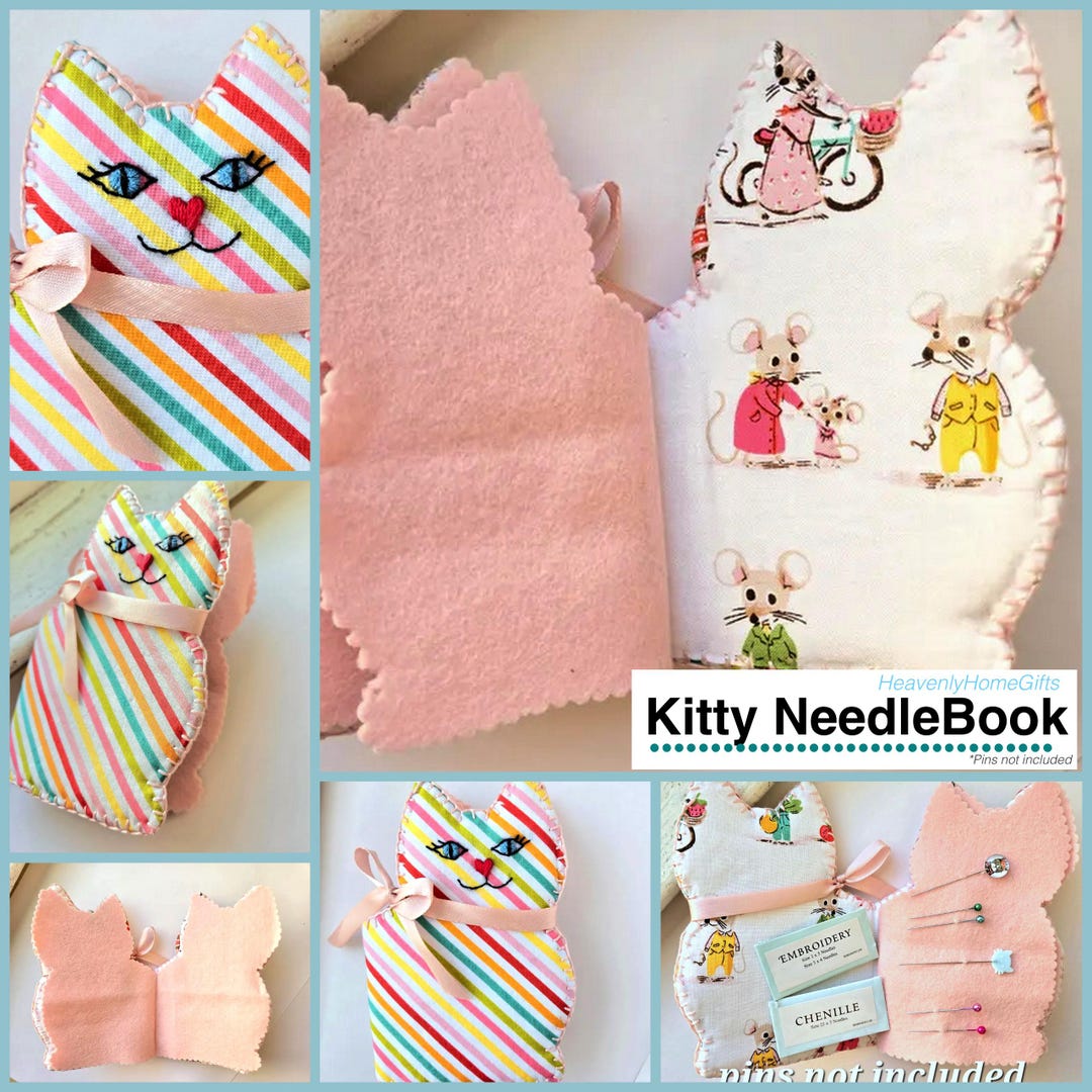 Kitty Needle Book, Cute Way to Store Pins & Needles, Mouse ...