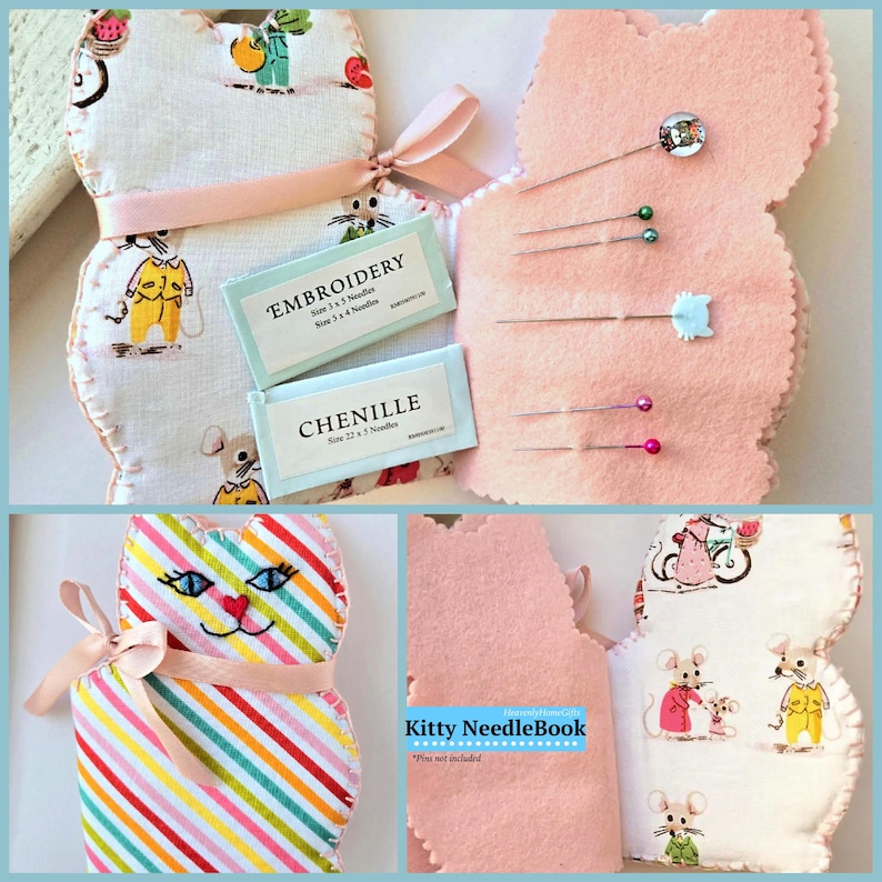 Kitty Needle Book, Cute Way to Store Pins & Needles, Mouse ...