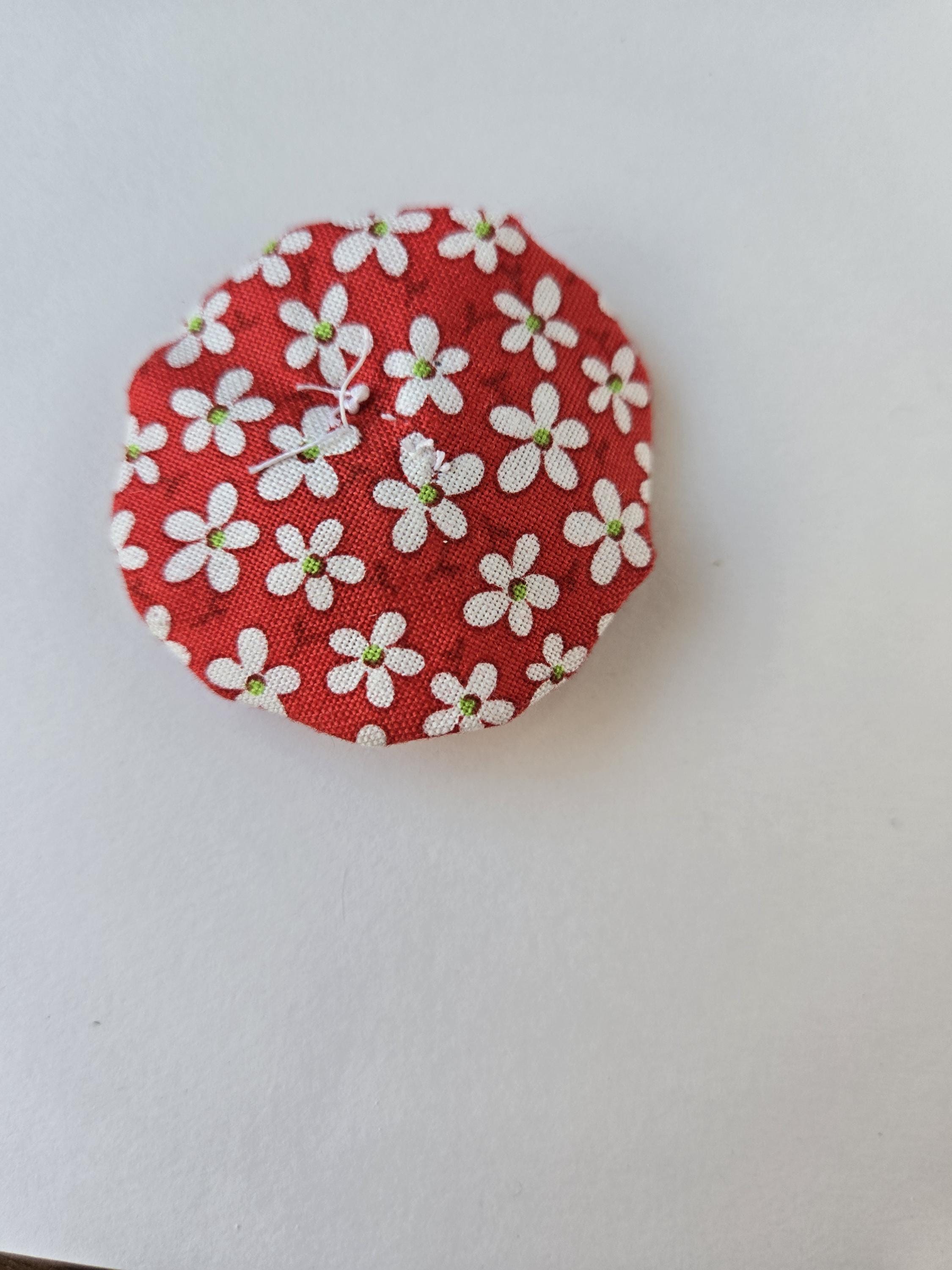 1 Handmade RED Fabric Yo-yos Sewing Applique Yoyo With Kitty Button ...