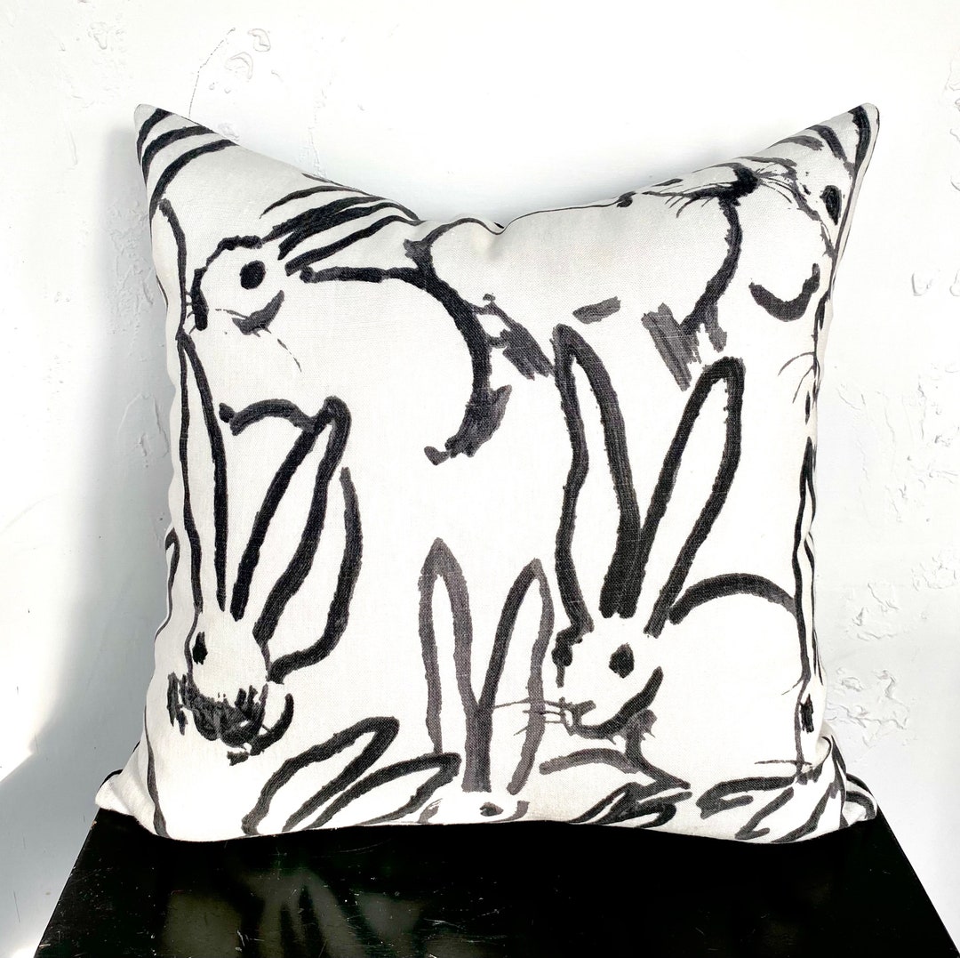 16x16 Black and White Bunny Rabbit Pillow Cover, Groundworks Hunt ...