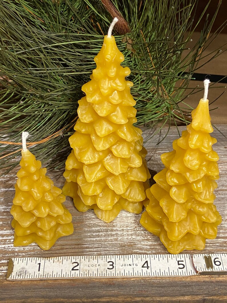 Beeswax Christmas Tree Trio Pure Beeswax Candles From Beekeepers Hive ...