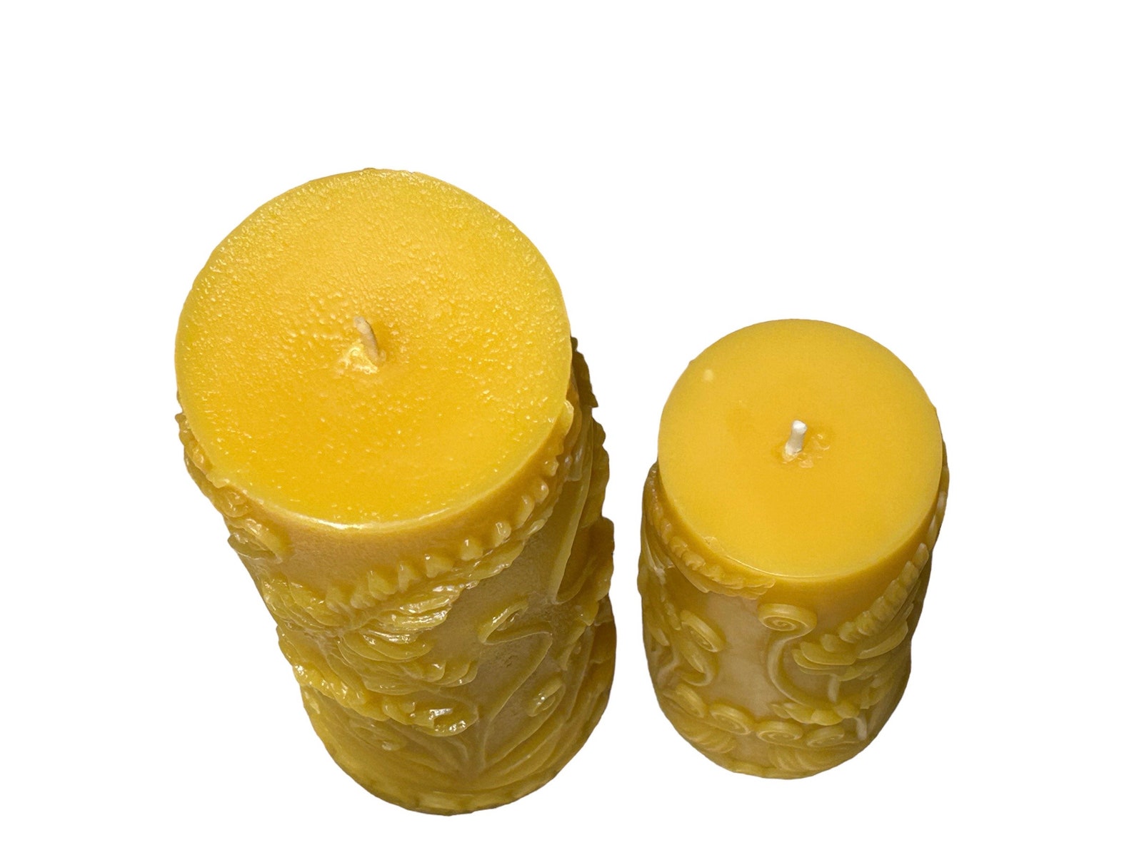 Mini Fern Leaf Cylinder Beeswax Candle - Small Beeswax Pillar Candle ...