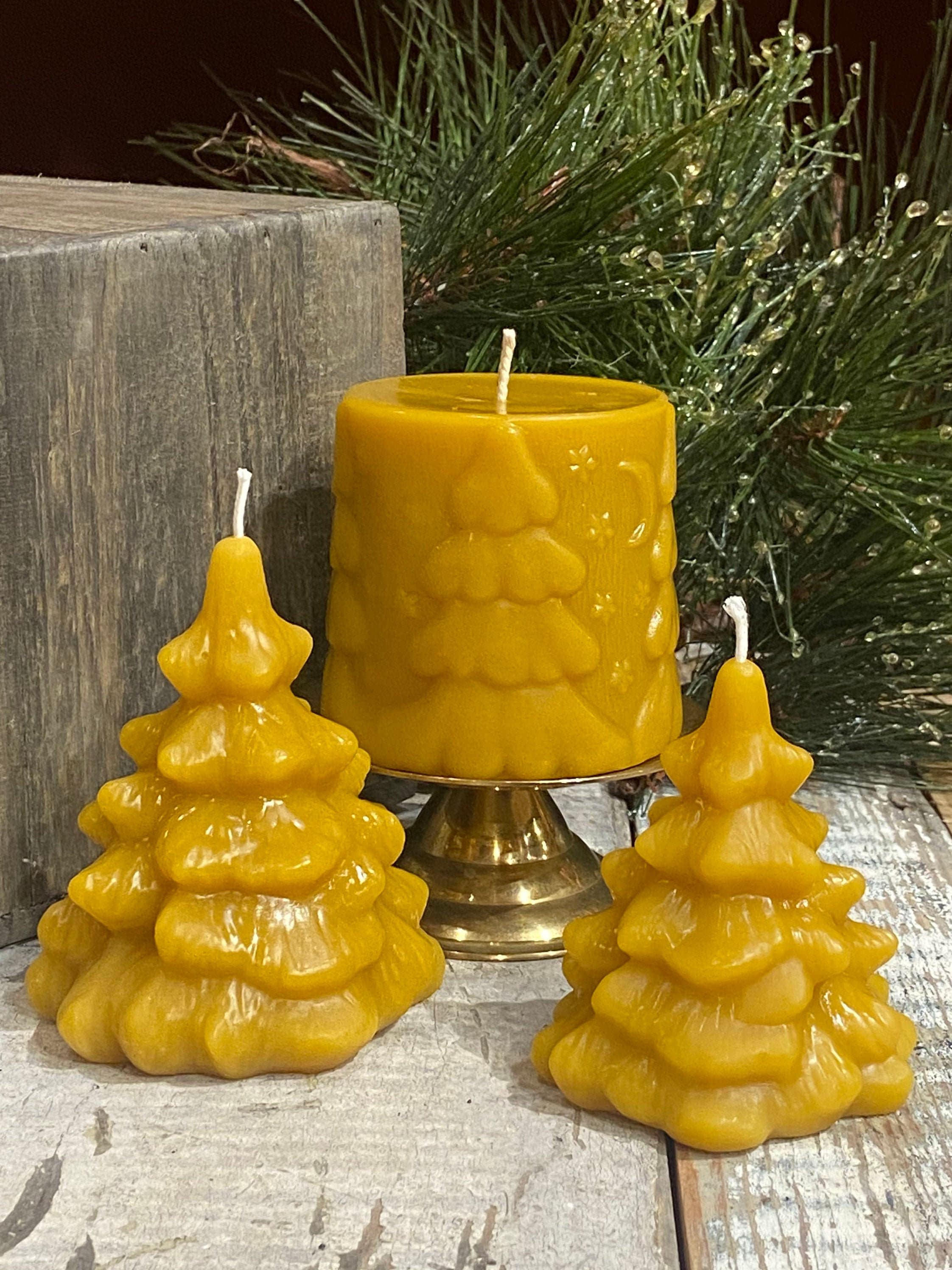 Spruce Trees Beeswax Pillar Candle 3 Piece Set Pure Beeswax - Etsy UK