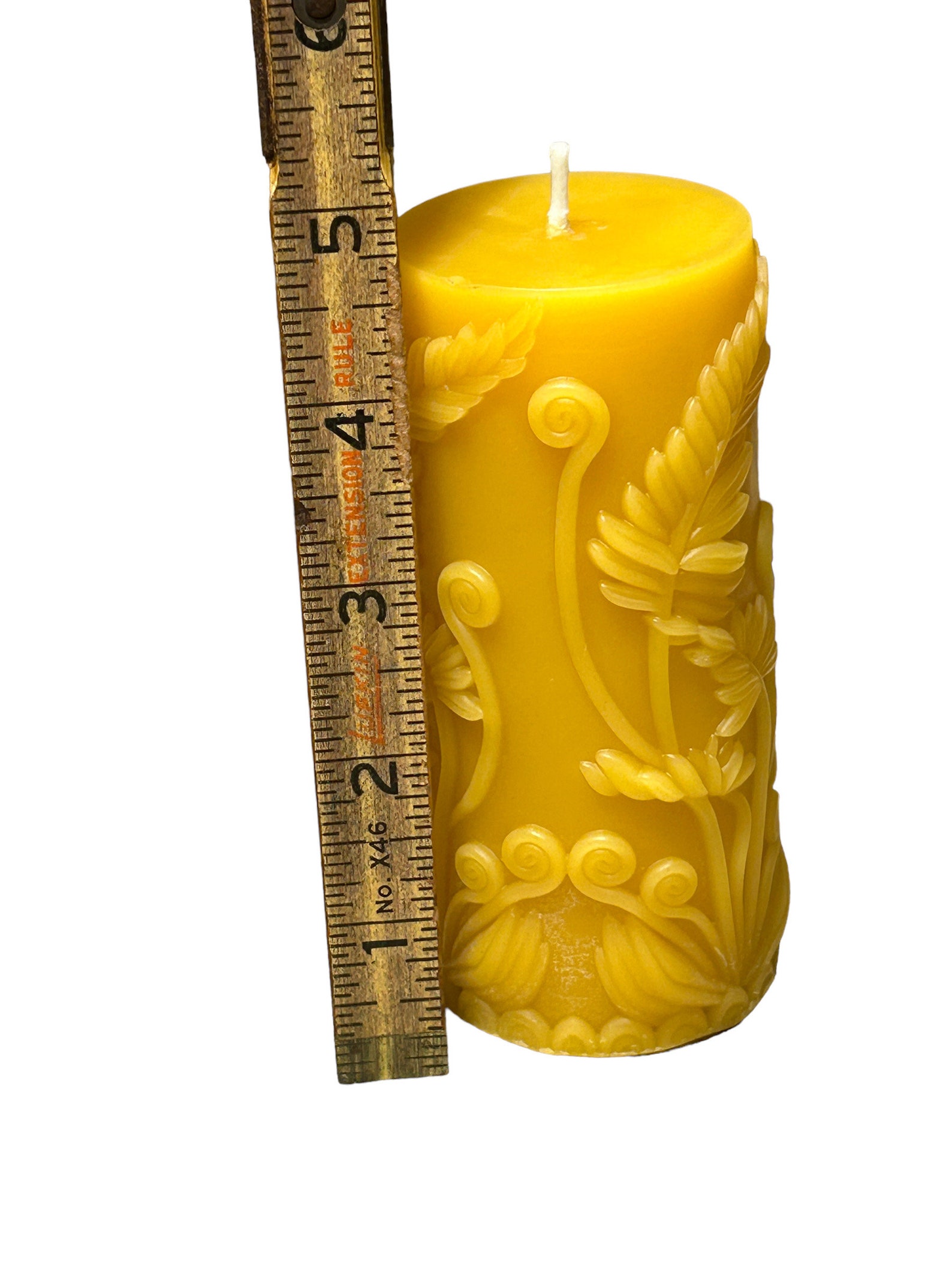 Mini Fern Leaf Cylinder Beeswax Candle - Small Beeswax Pillar Candle ...