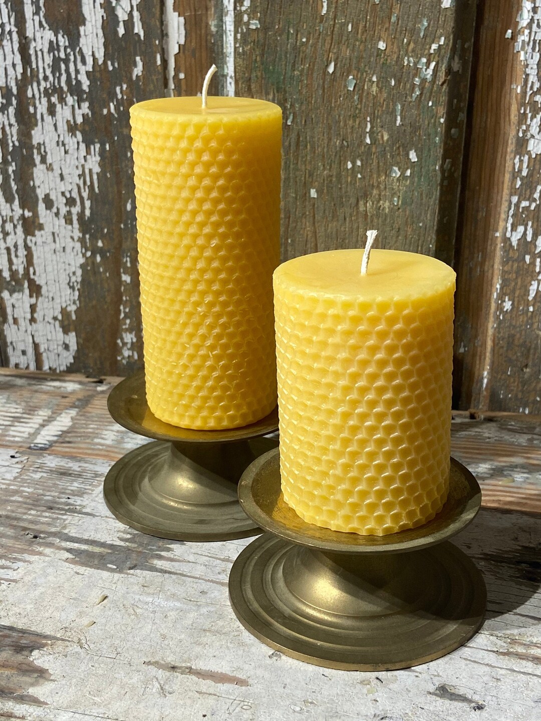 Honey Comb Beeswax Candle X2 Large and Small Beeswax Pillar Candle Pure Beeswax From Beekeepers Hives Etsy UK