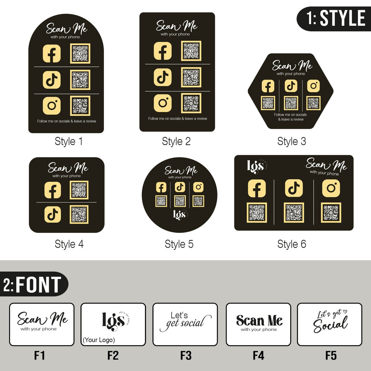 Custom Multi QR Code Sign Payment Sign Social Media QR Code Sign Mini ...