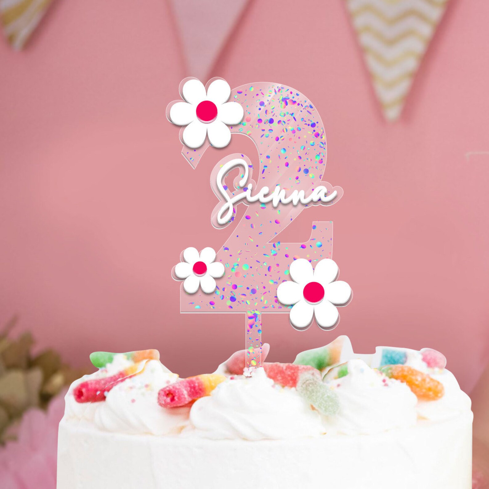 Daisy Number Cake Topper| Personalized Acrylic Cake Topper Number| Baby ...