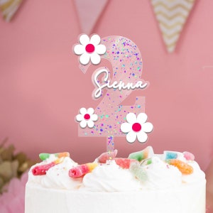 Daisy Number Cake Topper| Personalized Acrylic Cake Topper Number| Baby ...