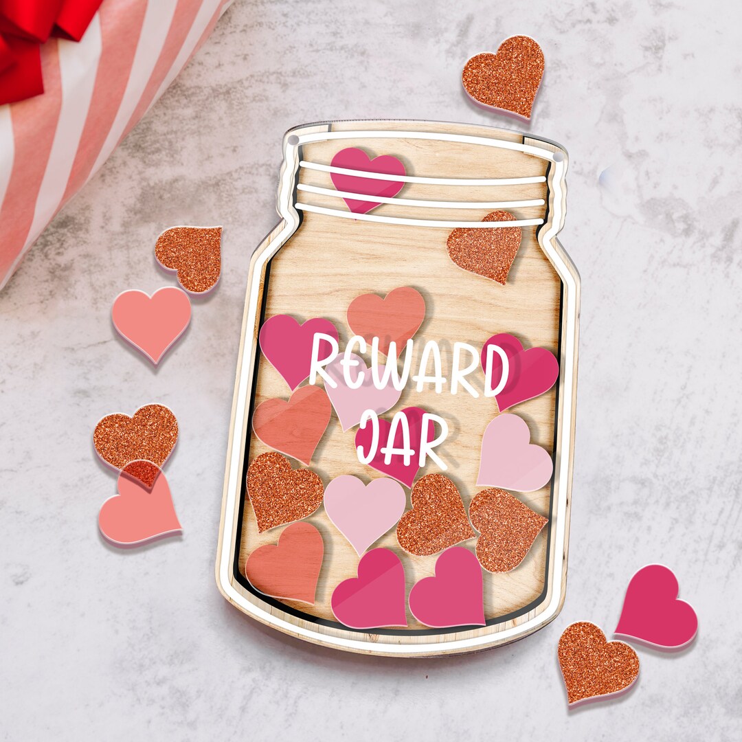 Custom Reward Jar With Tokens| Reward Jar Heart Tokens, Extra Tokens ...