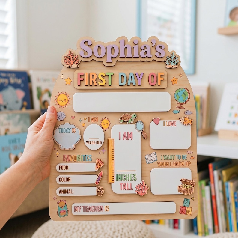 Personalized First Day of School Sign, Back to School Gift ...