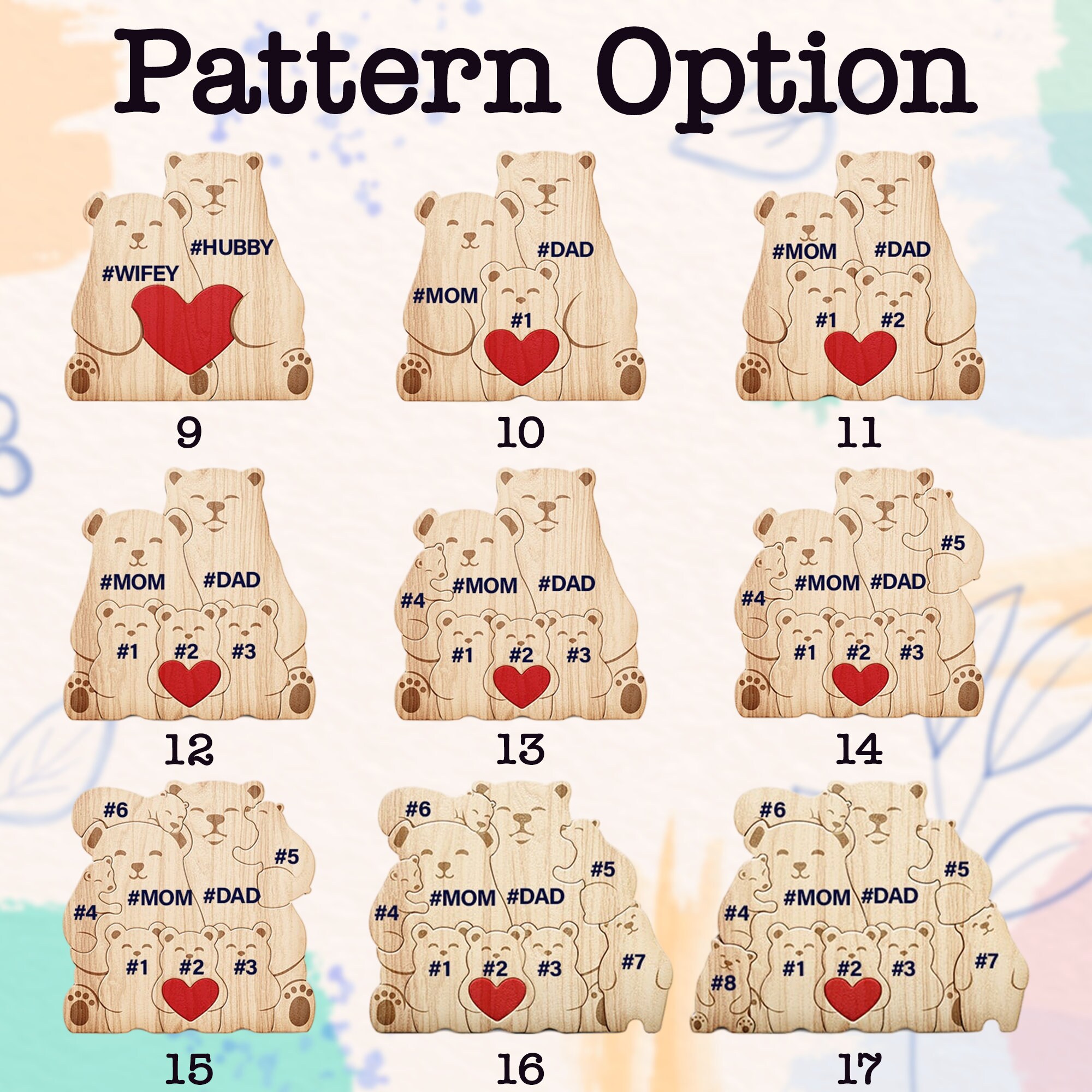 Family Bears, Custom Family Member Names, Puzzle Home Decor Gifts ...