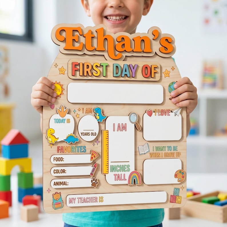 Personalized First Day of School Sign, Back to School Gift ...