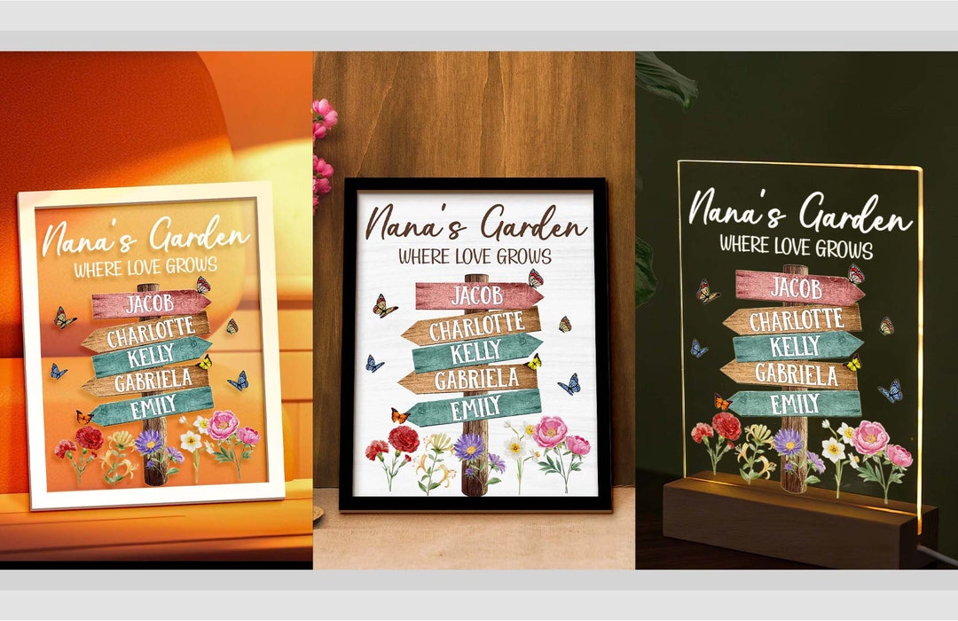 Waldo | Custom Birth Month Flowers, Personalized Grandma's Garden LED ...