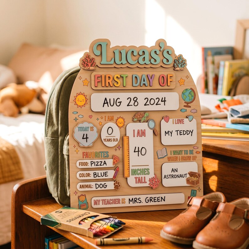 Personalized First Day of School Sign, Back to School Gift ...