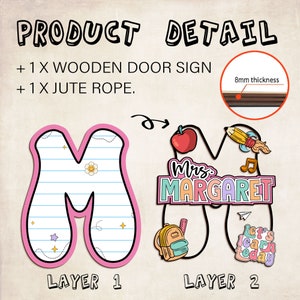 Personalized 3D Teacher Wooden Door Hanger, Teacher Appreciate Gift ...