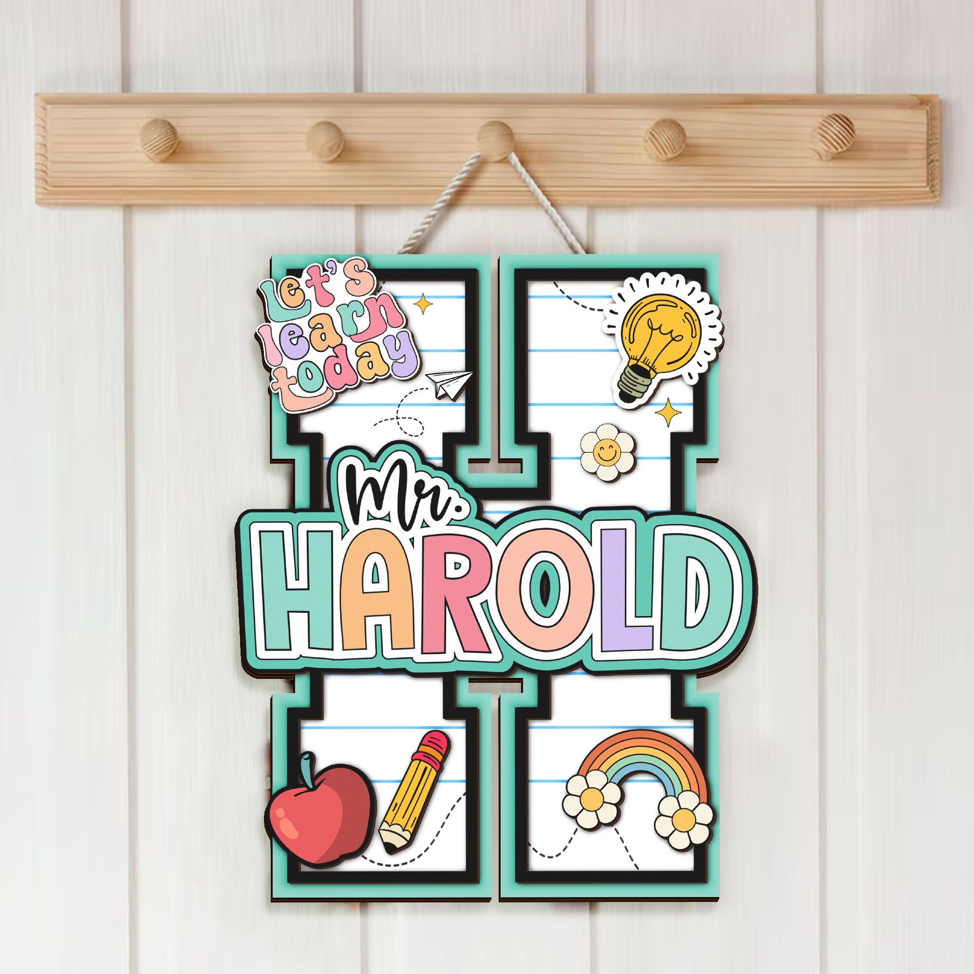 Personalized 3D Teacher Wooden Door Hanger, Teacher Appreciate Gift ...