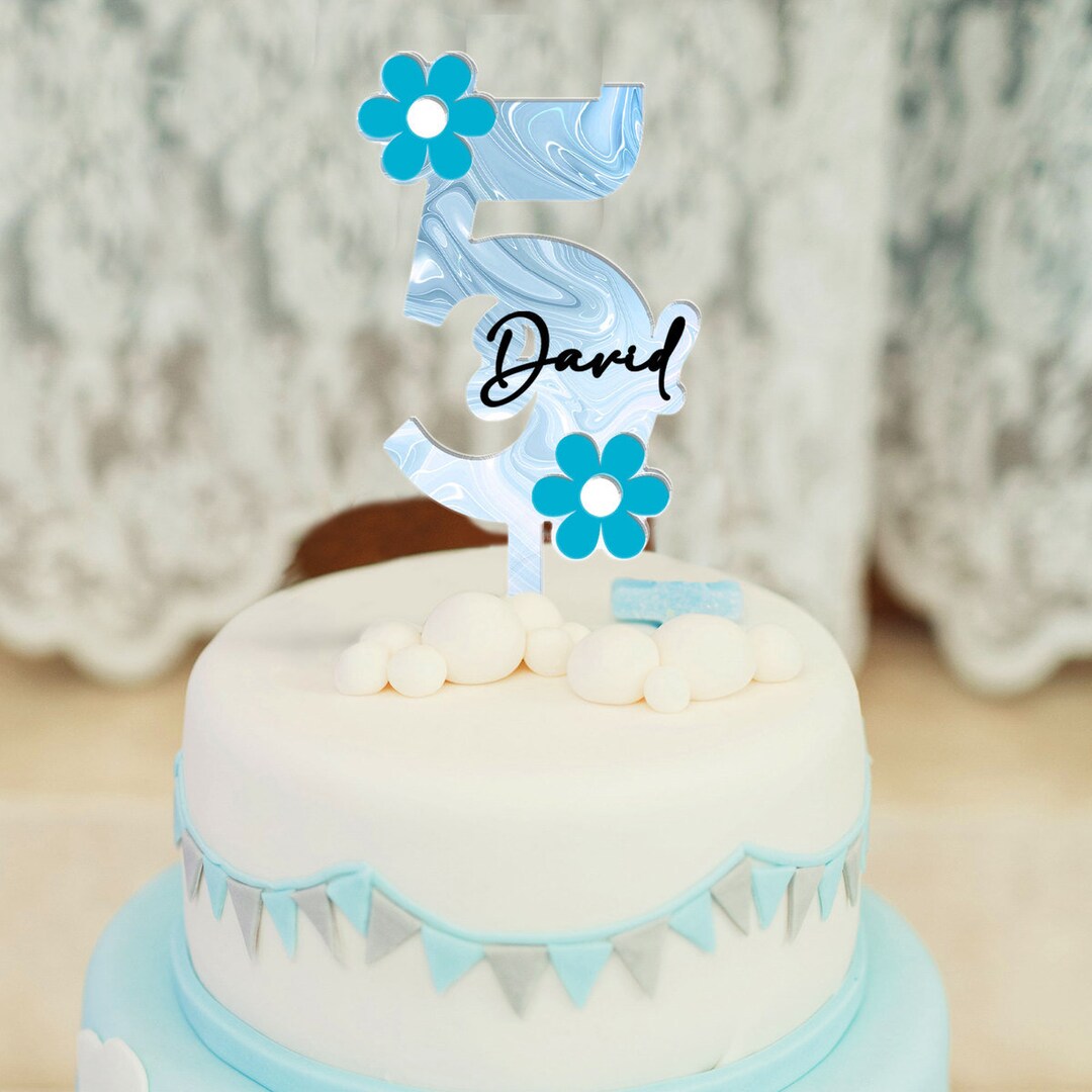 Daisy Number Cake Topper| Custom Acrylic Cake Topper Number| Baby Name ...
