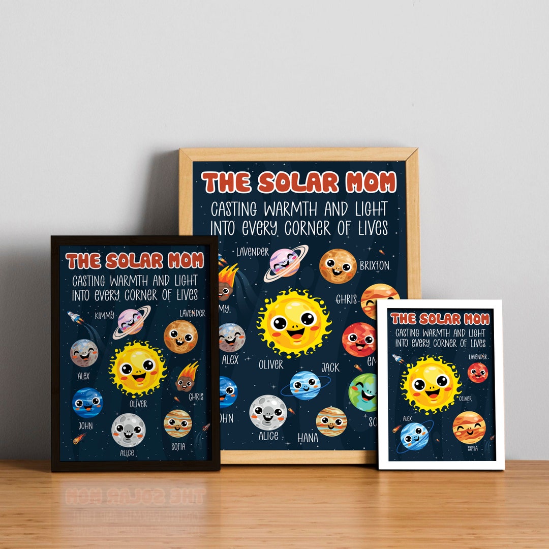 Waldo Wooden Sign Solar Mom Frame Sign, Custom Solar Phase Print, the ...