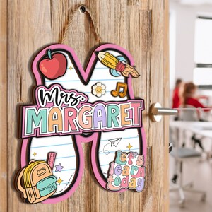 Personalized 3D Teacher Wooden Door Hanger, Teacher Appreciate Gift ...