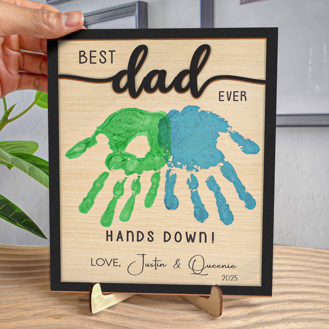 Personalized Hands Down Best Dad Ever| Celebrate Dad With Handprints ...