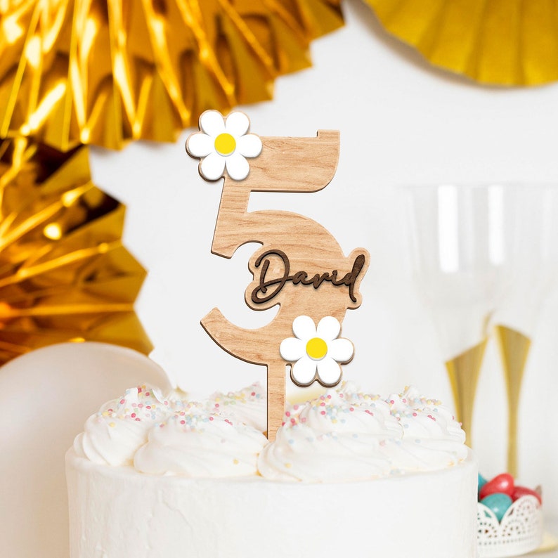 Daisy Number Cake Topper| Personalized Acrylic Cake Topper Number| Baby ...