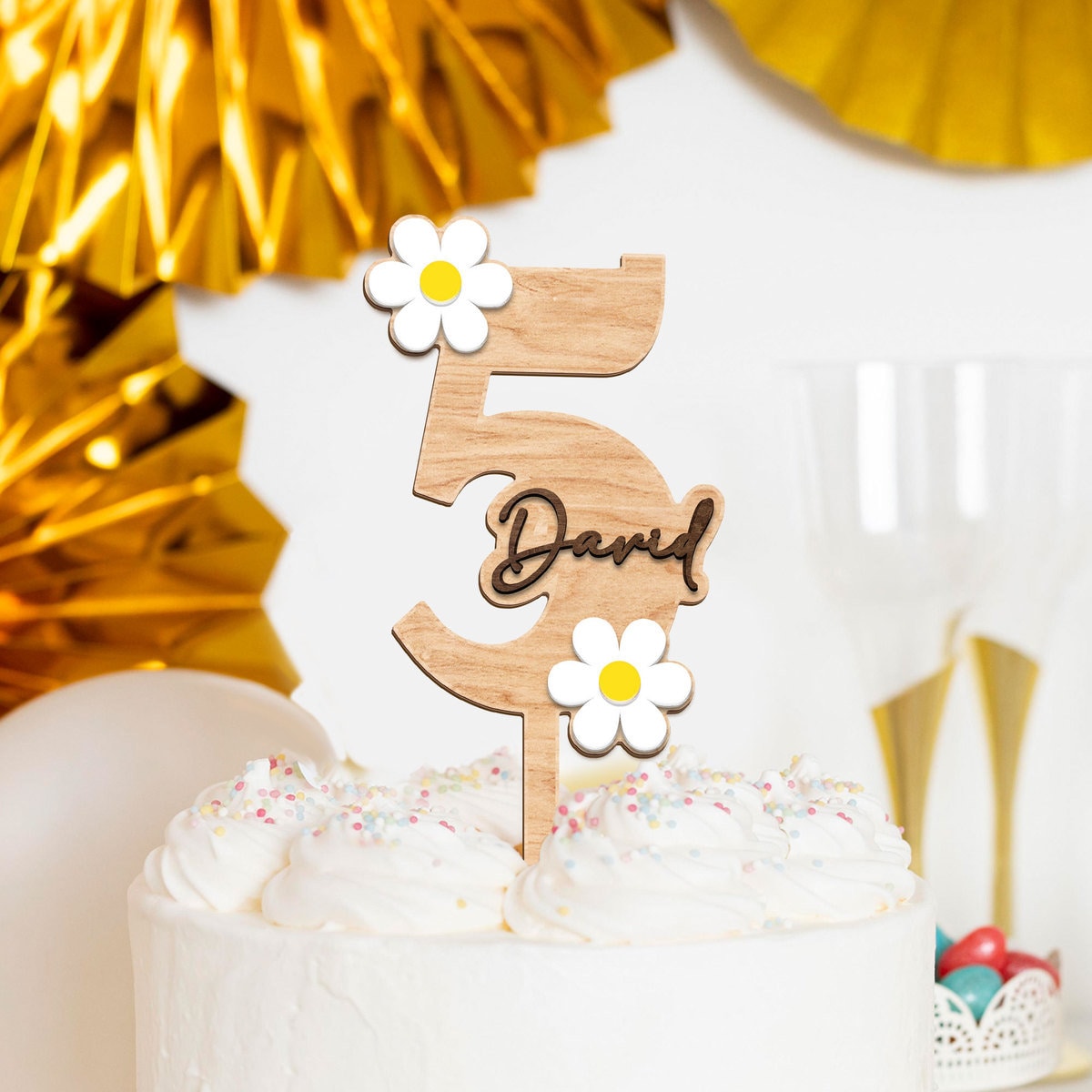 Daisy Number Cake Topper| Personalized Acrylic Cake Topper Number| Baby ...