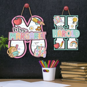 Personalized 3D Teacher Wooden Door Hanger, Teacher Appreciate Gift ...