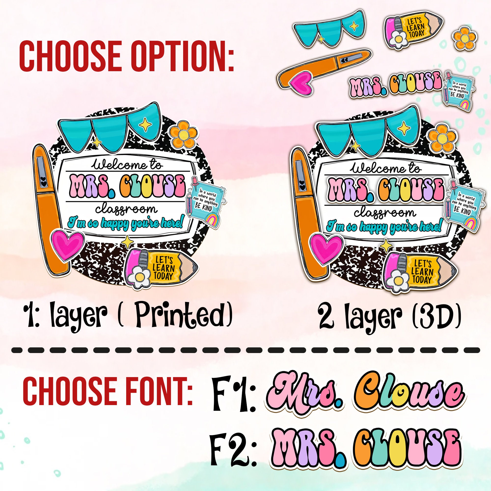 Personalized Teacher 3D Door Sign, Groovy Classroom Decor, Teacher ...