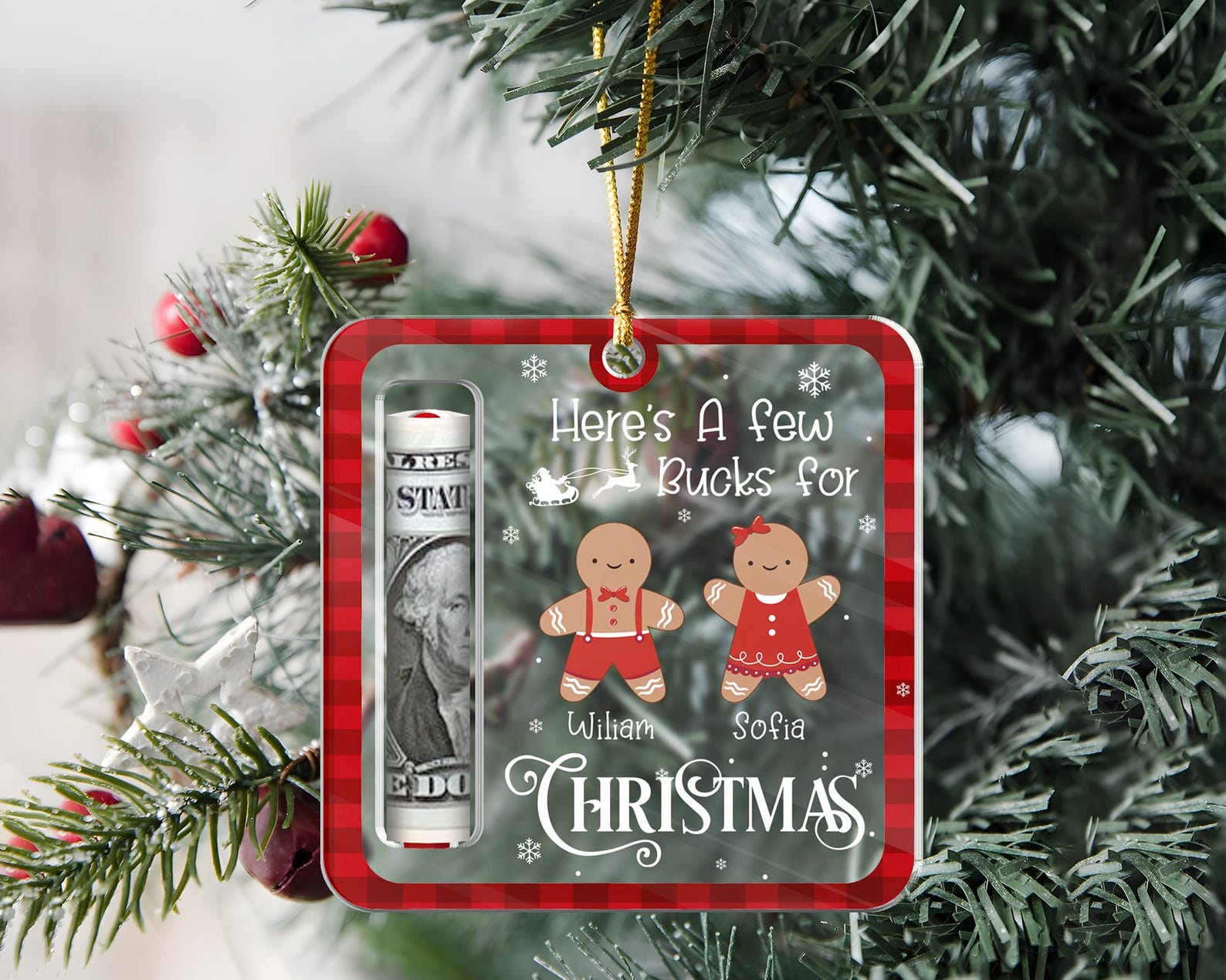 Custom Cute Money Holder Christmas Ornament, Here’s A Few Bucks for ...